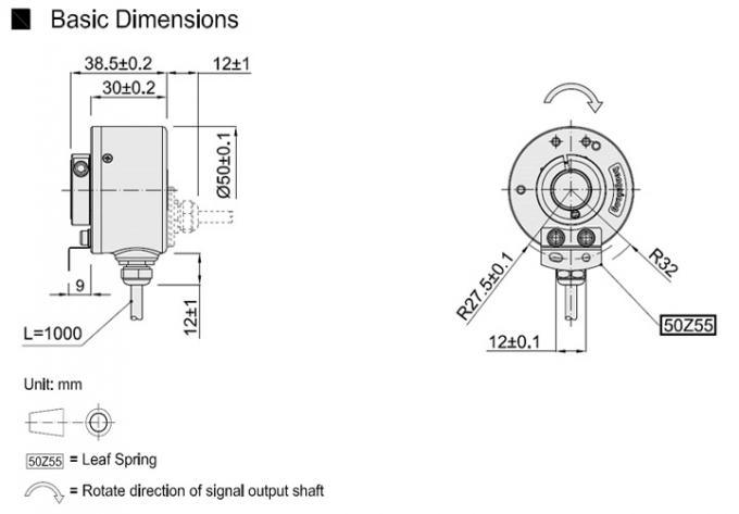 NPN High Level Efficiency Optical Rotary Encoders Hollow Shaft 12mm 3600ppr K50