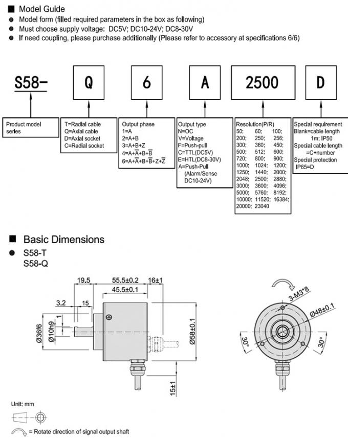 Push Pull High Precision Rotary Encoder 10000 Revolution Optical Rotary Shaft Encoder