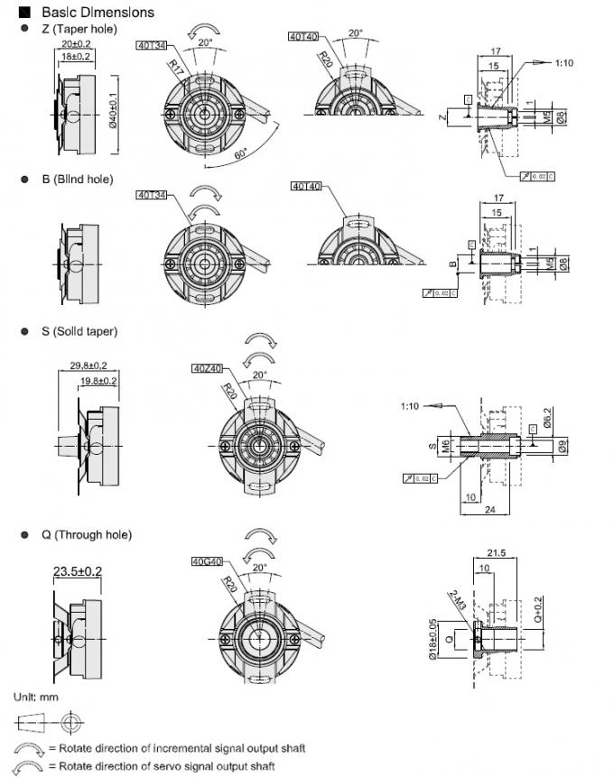 Solid Cone Shaft Hall Rotary Encoder KN 40 Taper Shaft 10mm 20000 Pulse ...