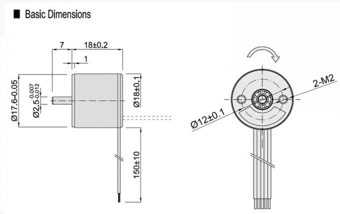 Solid Shaft 2.5mm Miniature Rotary Encoder , ABZ Phase Resolution 360 ...