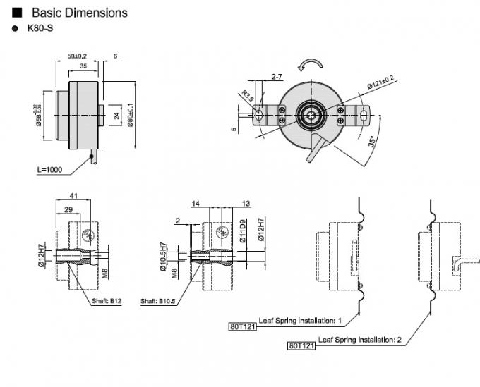 K80 Hollow Shaft Incremental Encoders , 1800 Pulse Incremental Rotary ...