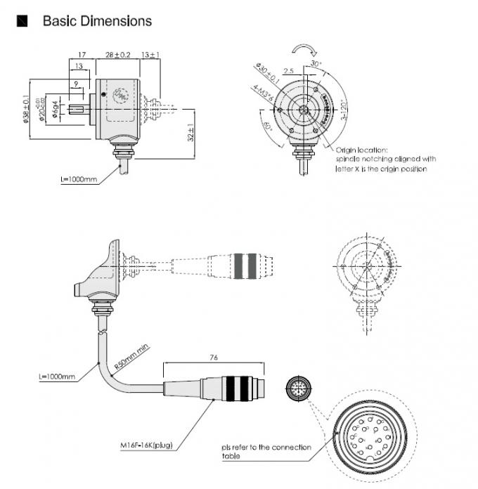 SJ38 Single Turn Gray Code Encoder , Parallel Output Mechanical Absolute Encoders 512 Ppr 9 Bit