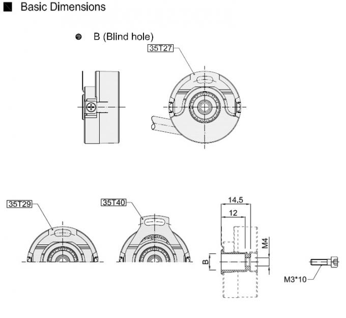 ABZUVW Signal KN35 Micro Rotary Encoder , 1024 Ppr Non Contact Rotary ...