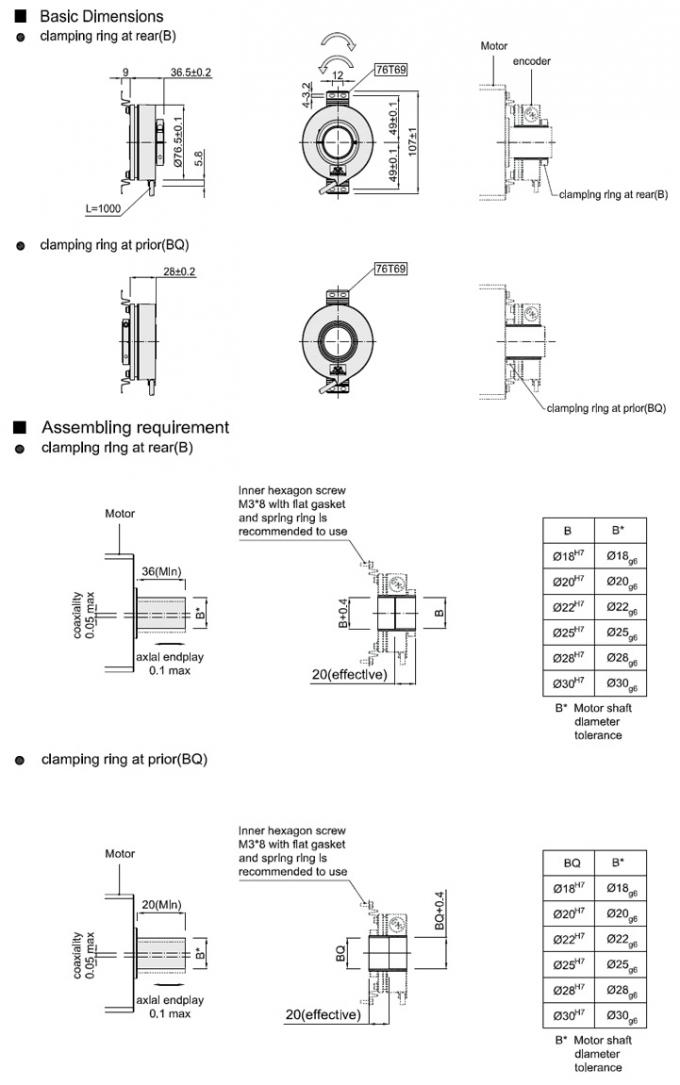 Diameter 76mm Elevator Encoder K76 , 1024 Pulse Optical Rotary Encoder ...