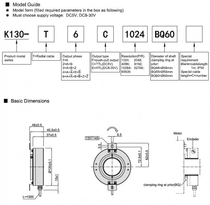 Stainless Steel Elevator Encoder , Through Hole Concentric Rotary Encoder