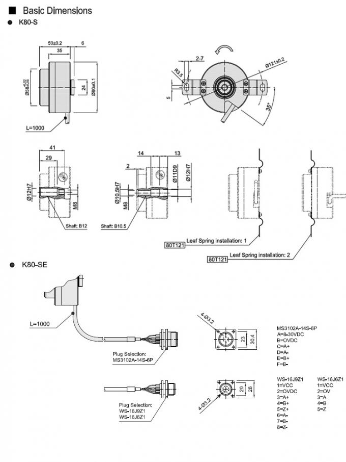 IP65 Industrial Elevator Encoder External Diameter 80mm CE Certification