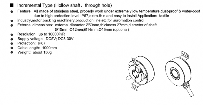 Stainless Steel Encoder 1024 Ppr IP67 Servo Motor Hollow Shaft ...
