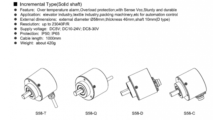 3 Phase Solid Shaft Heavy Duty Encoder For Office Automation