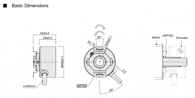 UVW Signal Type Hollow Shaft Incremental Encoders K48 Servo Industial ...